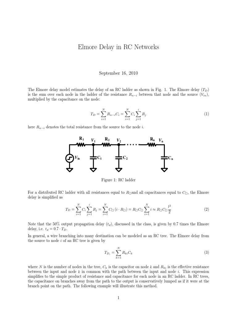 Elmore Delay in RC Networks: September 16, 2010 | PDF | Electrical ...