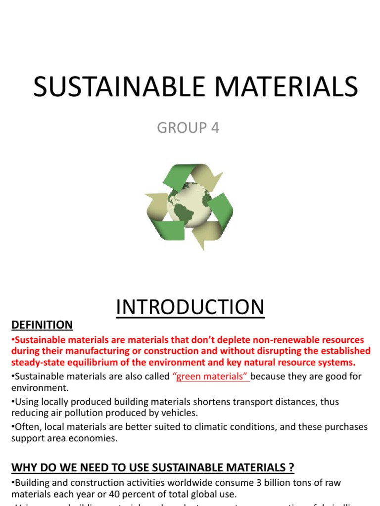 Sustainable Materials: Group 4 | PDF | Recycling | Green Building