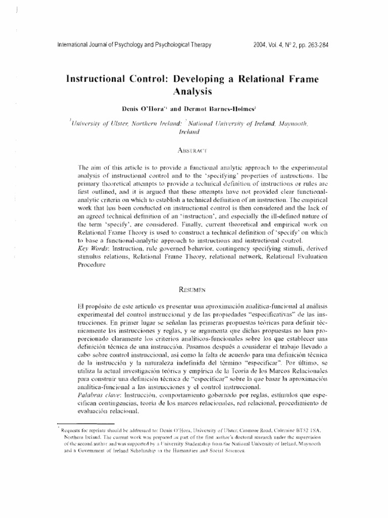 Instructional Control Developing A Relational | PDF | Reinforcement ...