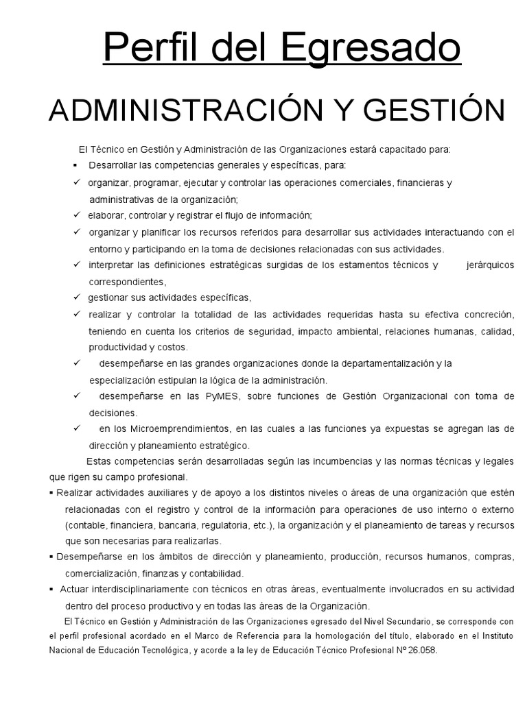 Perfil Del Egresado Administracion | PDF