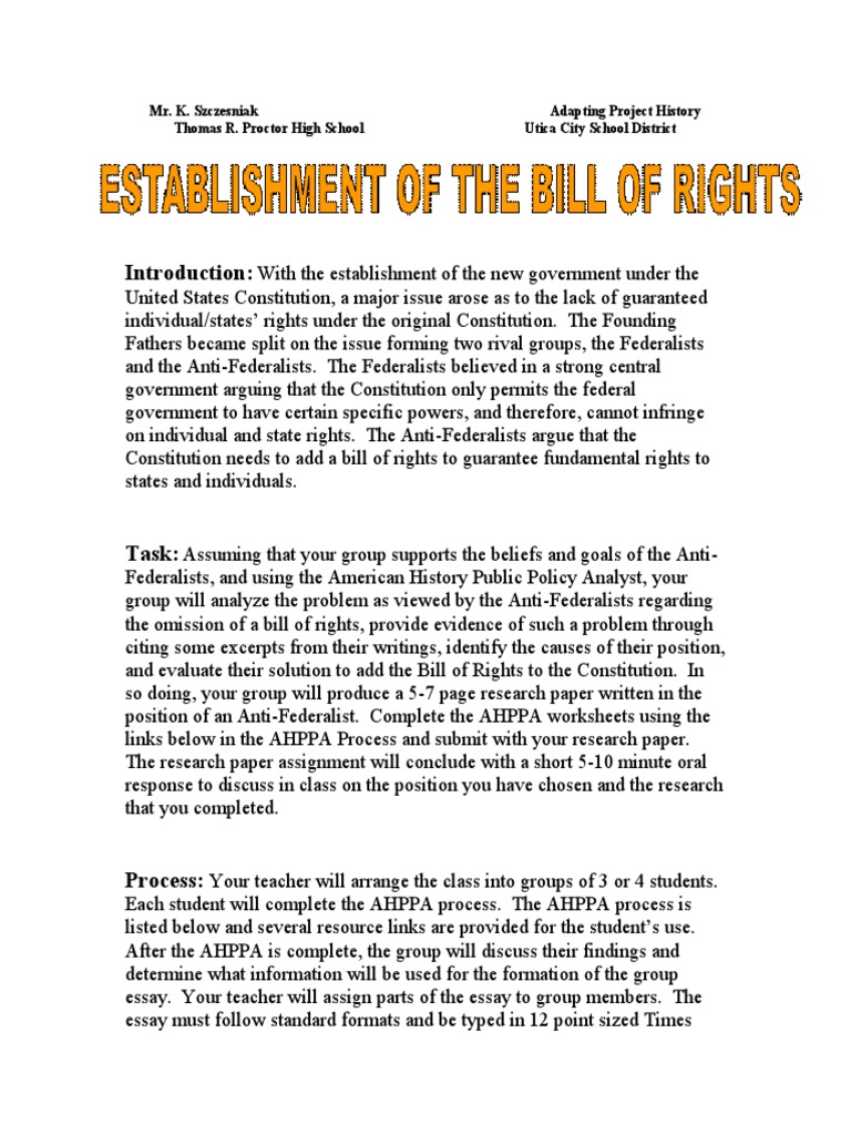 The Bill of Rights Webquest | PDF | United States Bill Of Rights | Civics