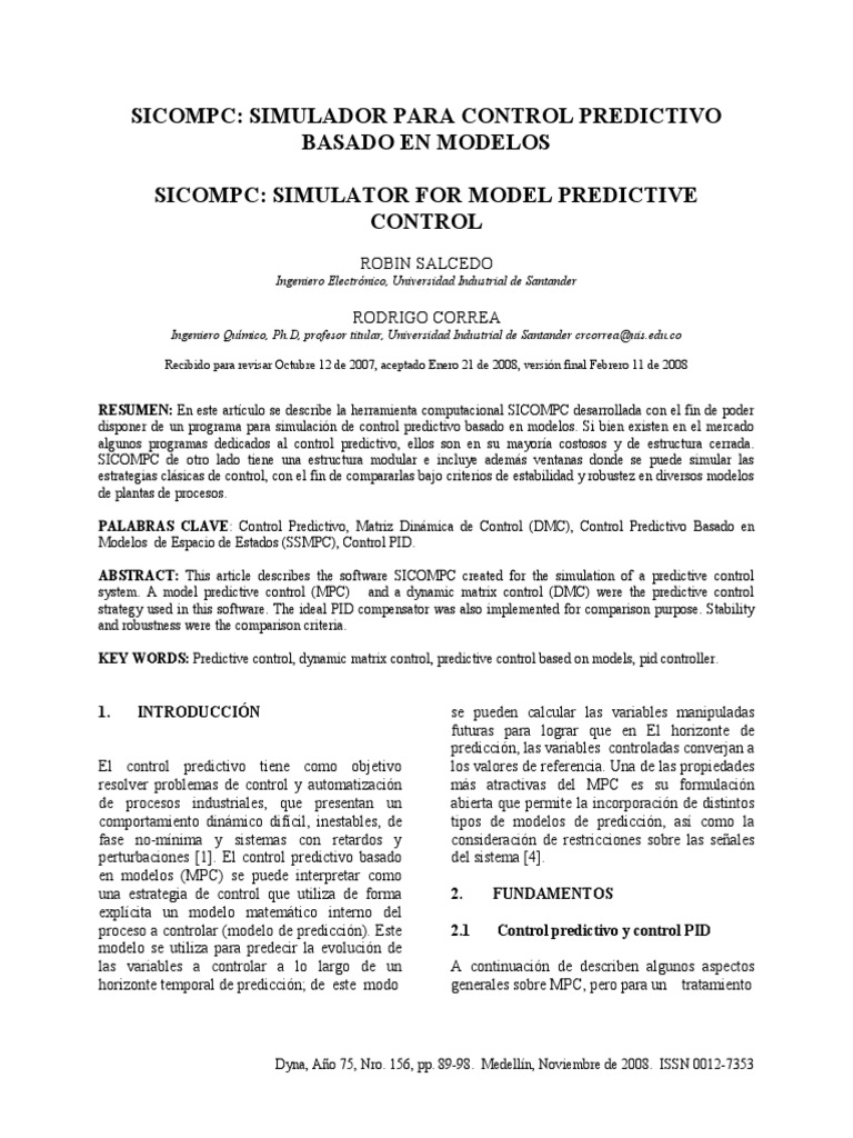 Control Predictivo Basado en Modelos-SICOMPC | PDF | Optimización ...