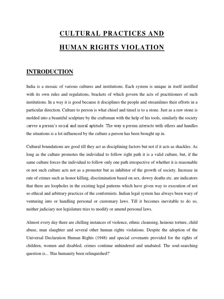 Cultural Practices and Human Rights Issues | PDF | Rape | Victimology