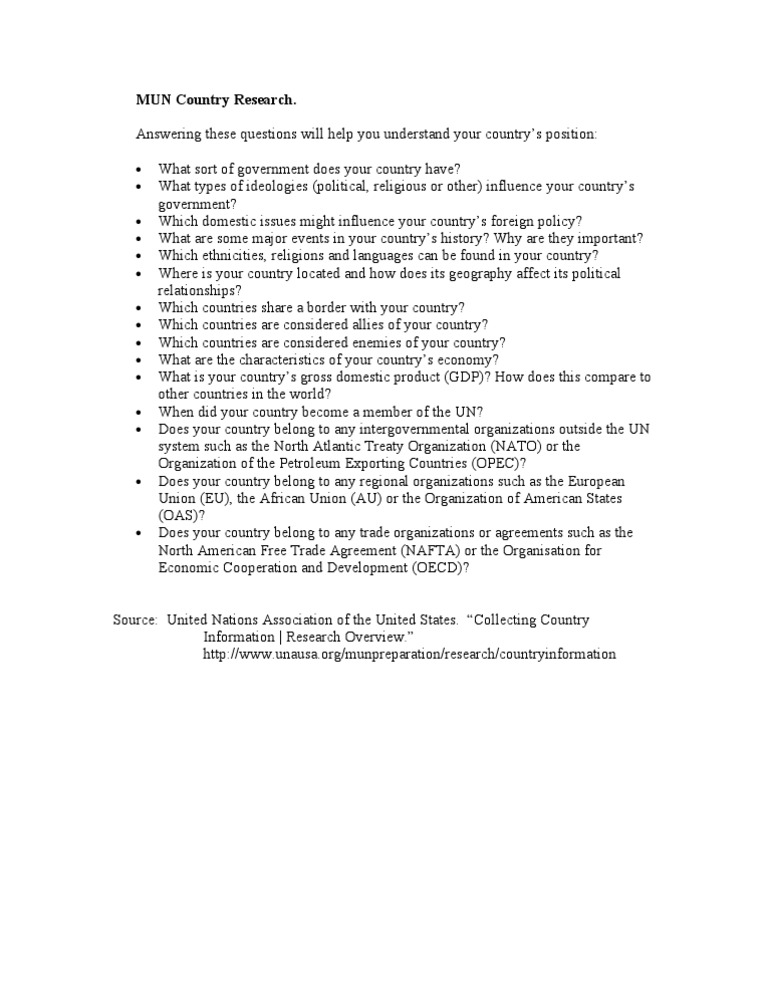 MUN Country Research | PDF