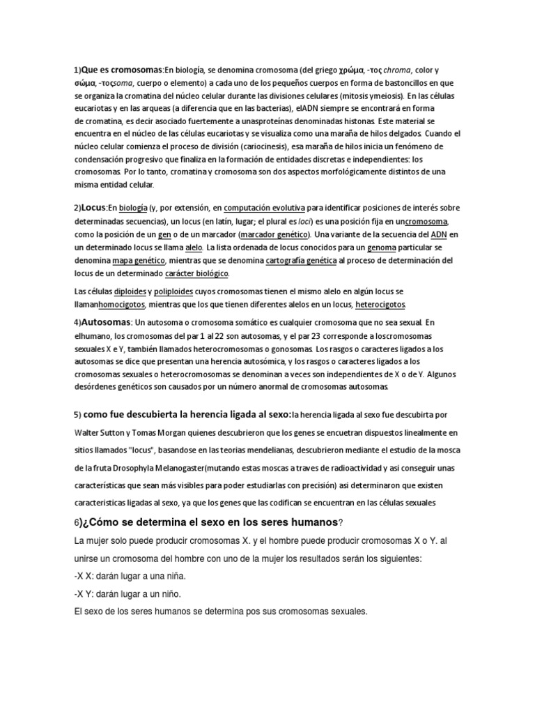 Locus: Que Es Cromosomas | PDF | Locus (Genética) | Cromosoma