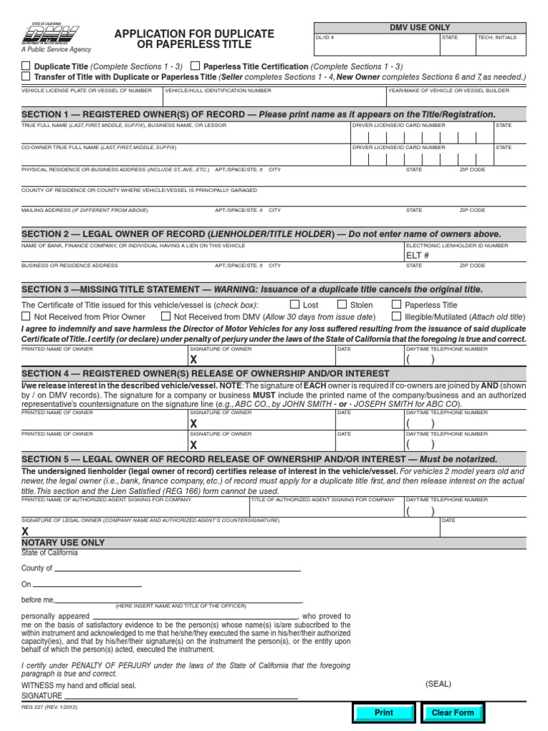 Reg 227 | PDF | Department Of Motor Vehicles | Identity Document