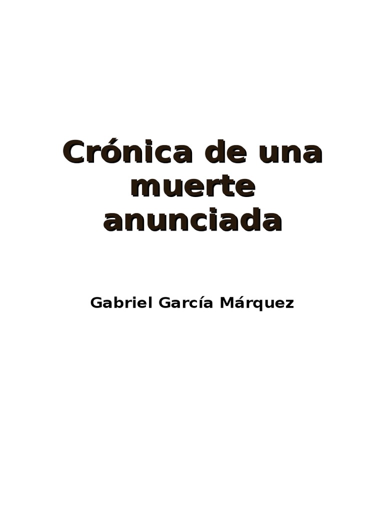 Cronica de Una Muerte Anunciada | PDF | Naturaleza