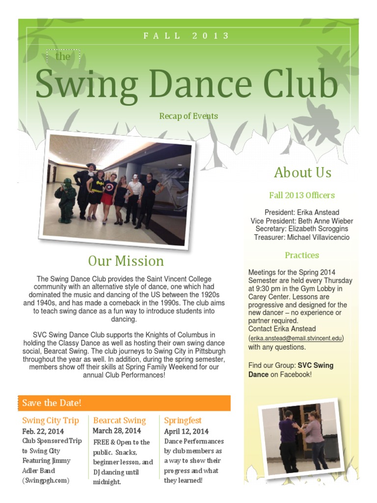 Fa13 Recap Newsletter | PDF | Dances | Performing Arts