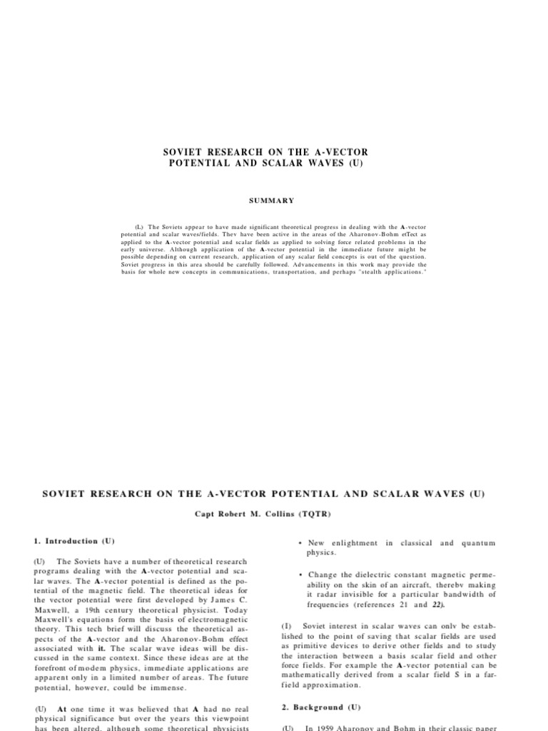 Sovietresearch On Thea-Vector Potential Andscalarwaves (U) | PDF ...