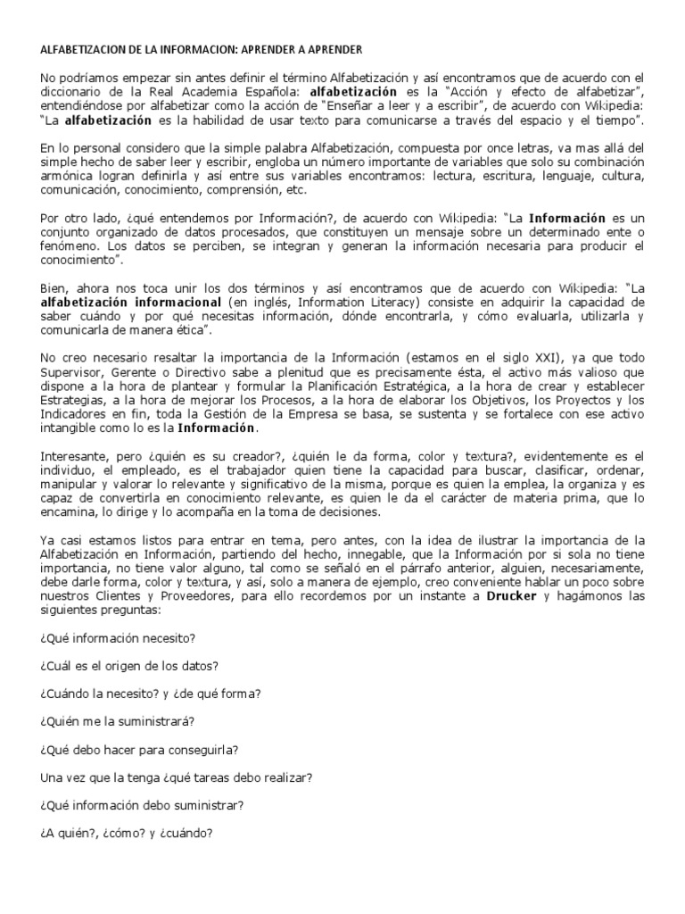 Alfabetizacion de La Informacion | PDF | Información | Aprendizaje