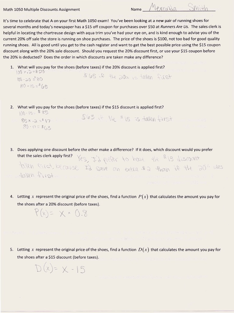 Multiple Discounts Assignment | PDF | Coupon | Taxes