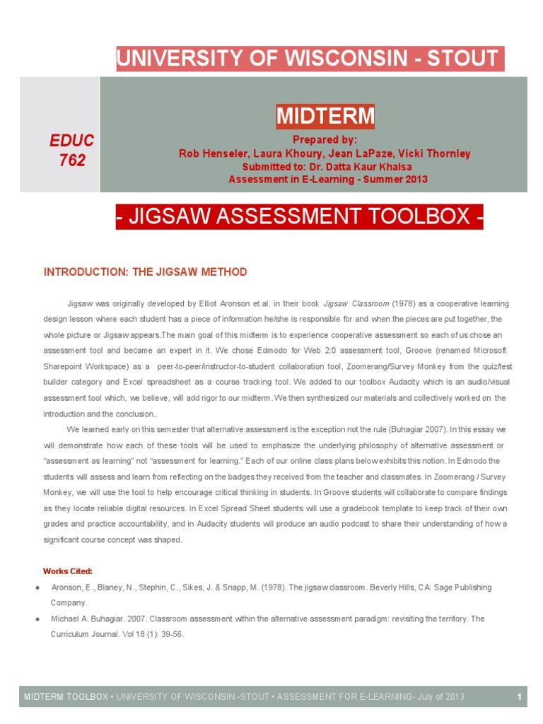 Jigsaw Assessment Toolbox Overview | PDF | Share Point | Educational ...