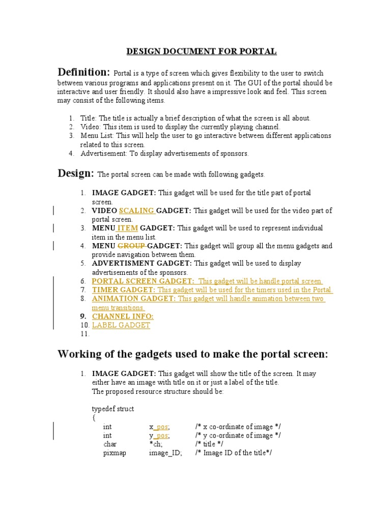 Design Document For Portal | PDF | System Software | Software