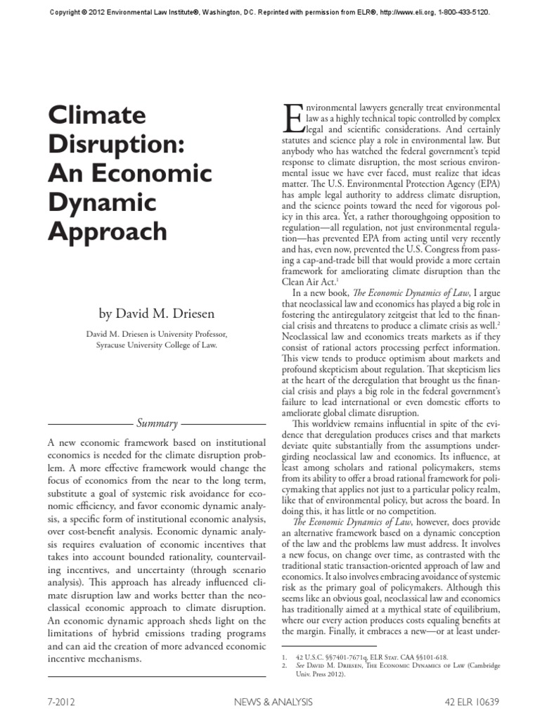 Climate Disruption: An Economic Dynamic Approach: by - David.M ...