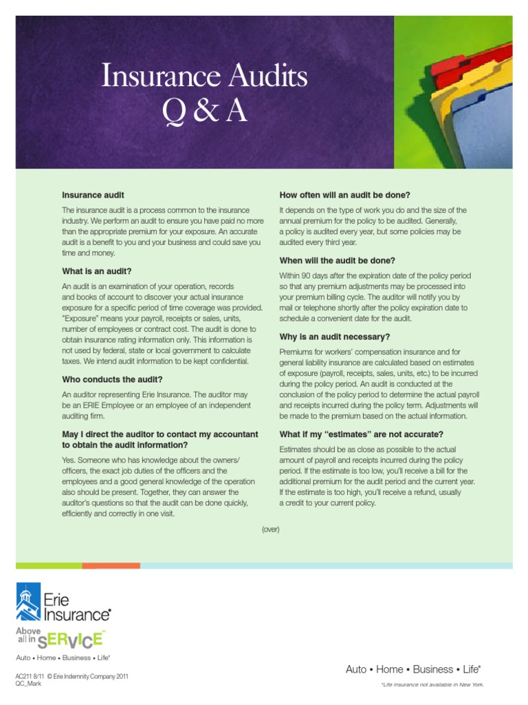 Insurance Audits Q & A: Auto Home Business Life | PDF | Insurance | Wage