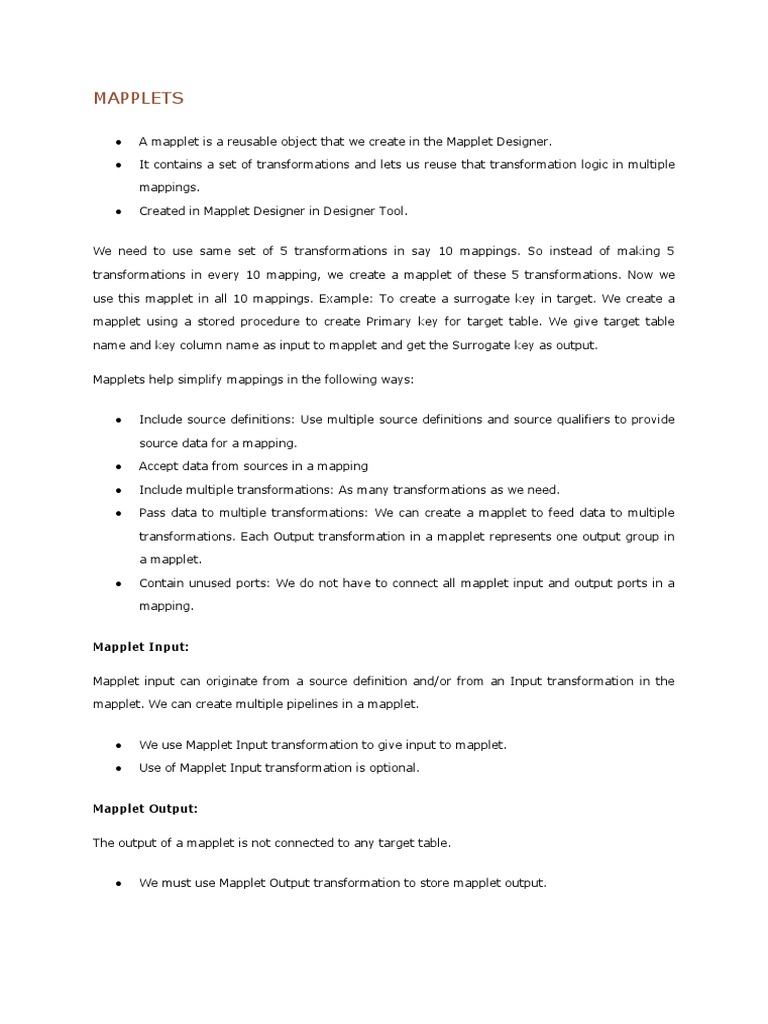 Mapplets: Mapplet Input | Download Free PDF | Data | Data Management