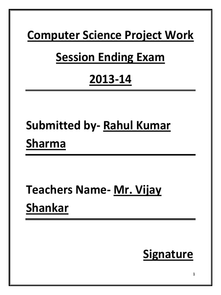 Computer Science Project Work Session Ending Exam 2013-14 | PDF ...