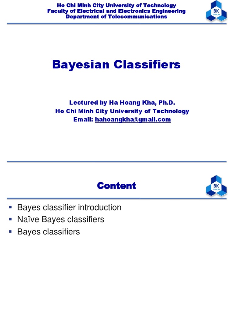 Bayesian Classifiers: Lectured by Ha Hoang Kha, Ph.D. Ho Chi Minh City University of Technology ...