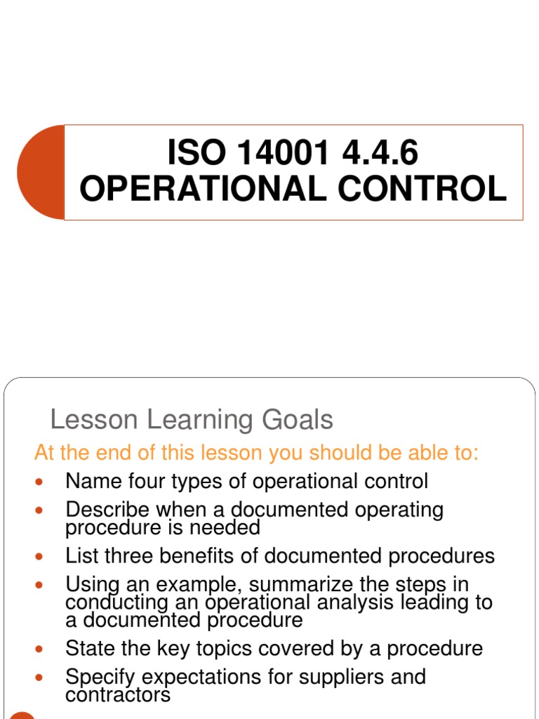 Operational Control Procedure | Technology & Engineering | Science