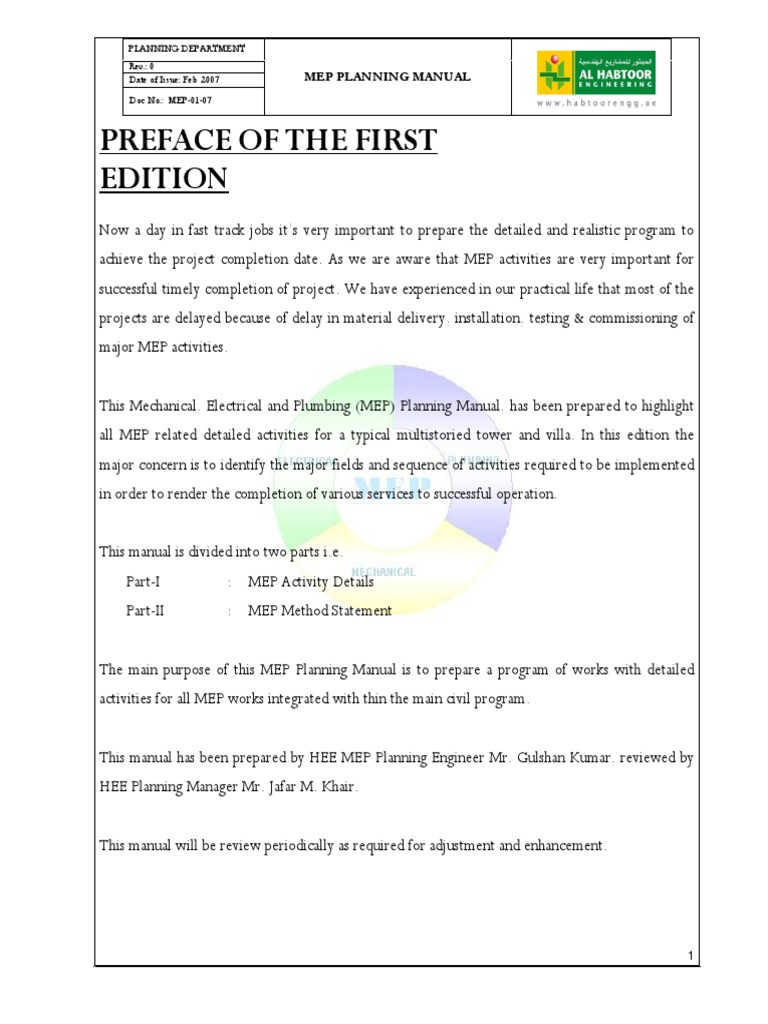 MEP Planning Manual | PDF | Electrical Wiring | Duct (Flow)