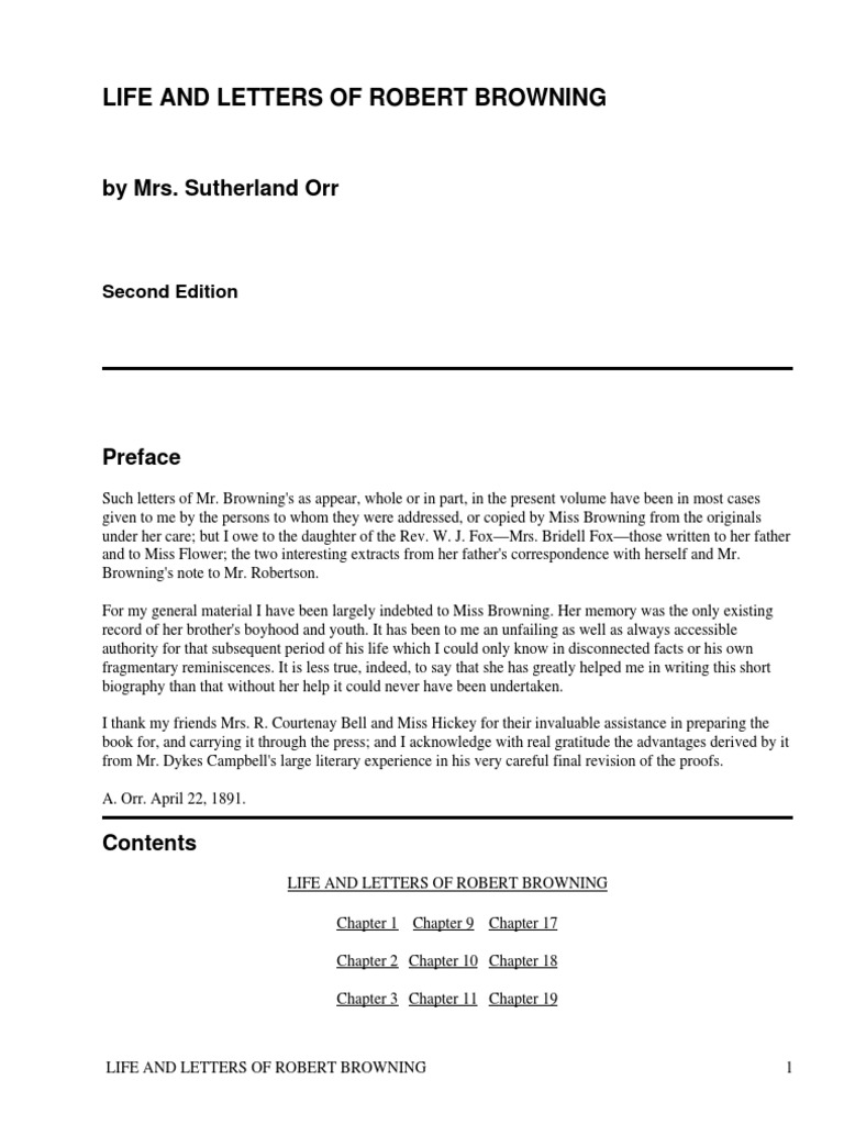 Life and Letters of Robert Browning by Browning, Robert, 1812-1889 | PDF | Robert Browning | Family