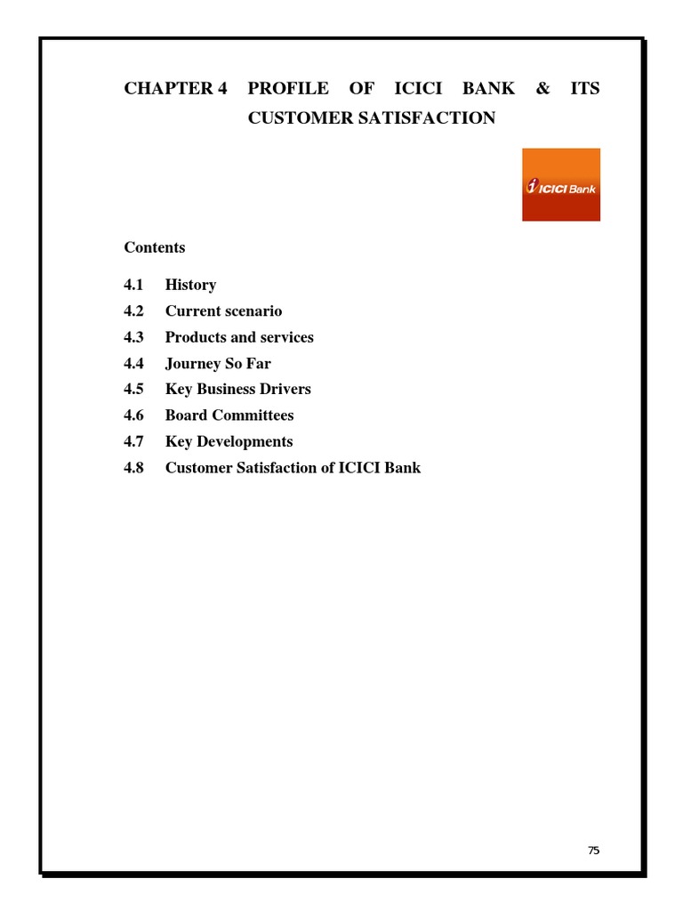 Chapter 4 Profile of Icici Bank & Its Customer Satisfaction | PDF ...