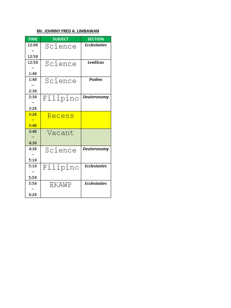 Recess Schedule in Filipino Context | PDF