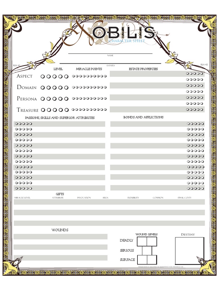 Nobilis 3 Character Sheet | PDF