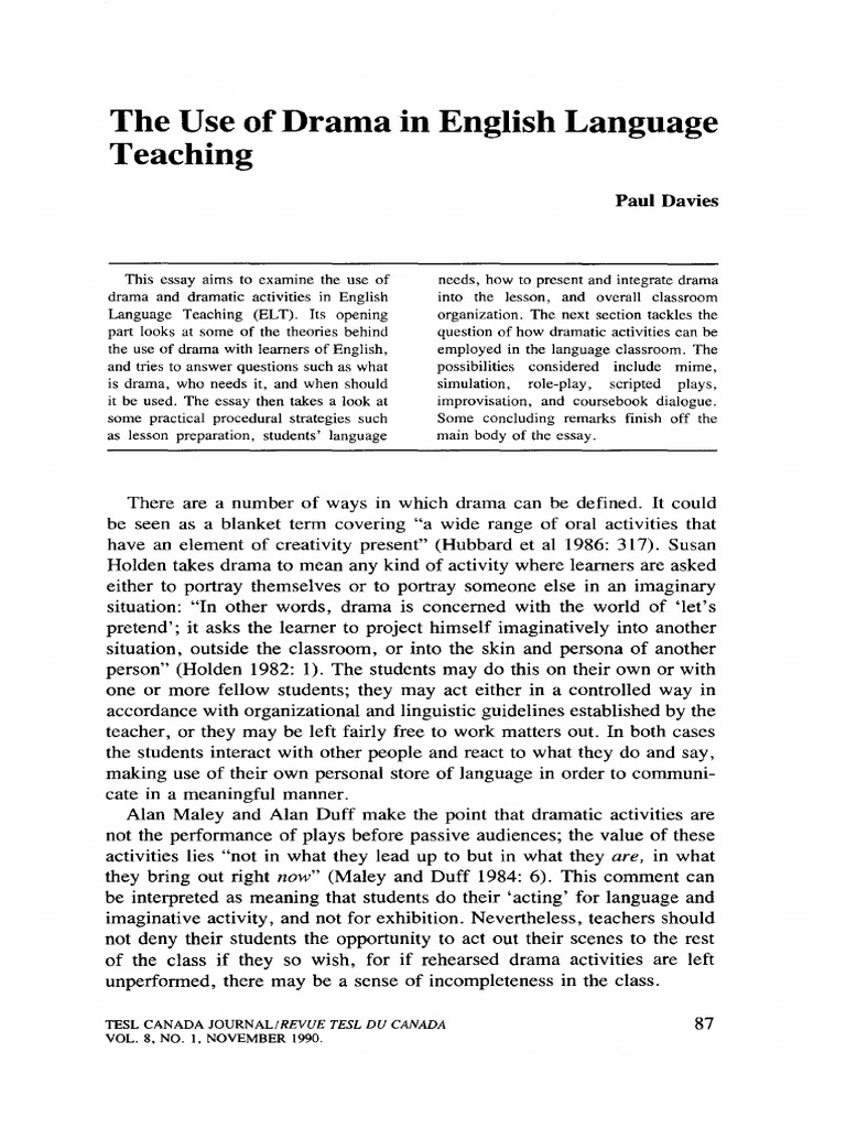 Incorporating Drama in English Teaching | PDF | Language Education ...