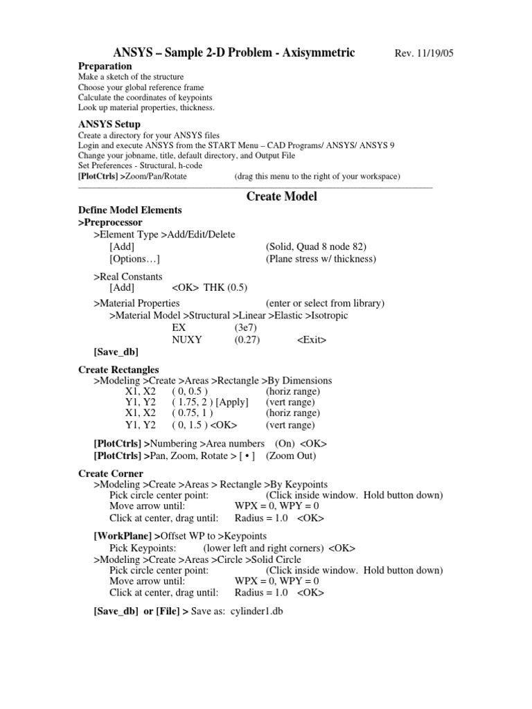 ANSYS - Sample 2 D Problem Axisymmetric | PDF | Areas Of Computer ...