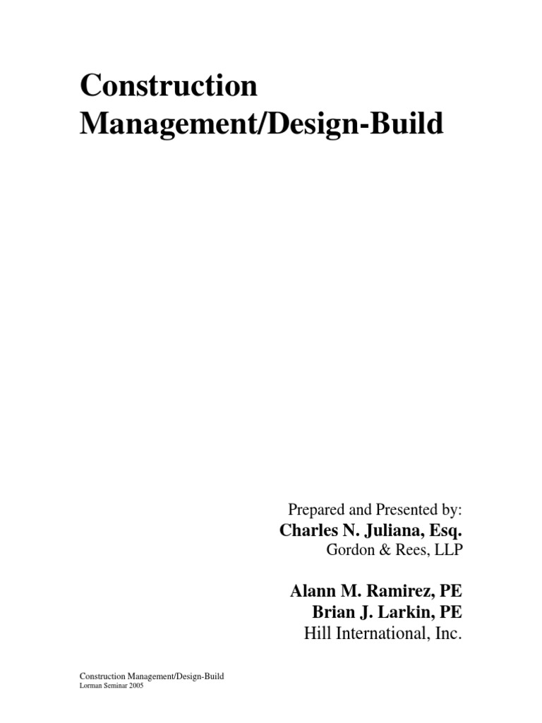 Construction Management Design Build - 11!24!04 Ramirez, Alann | PDF ...