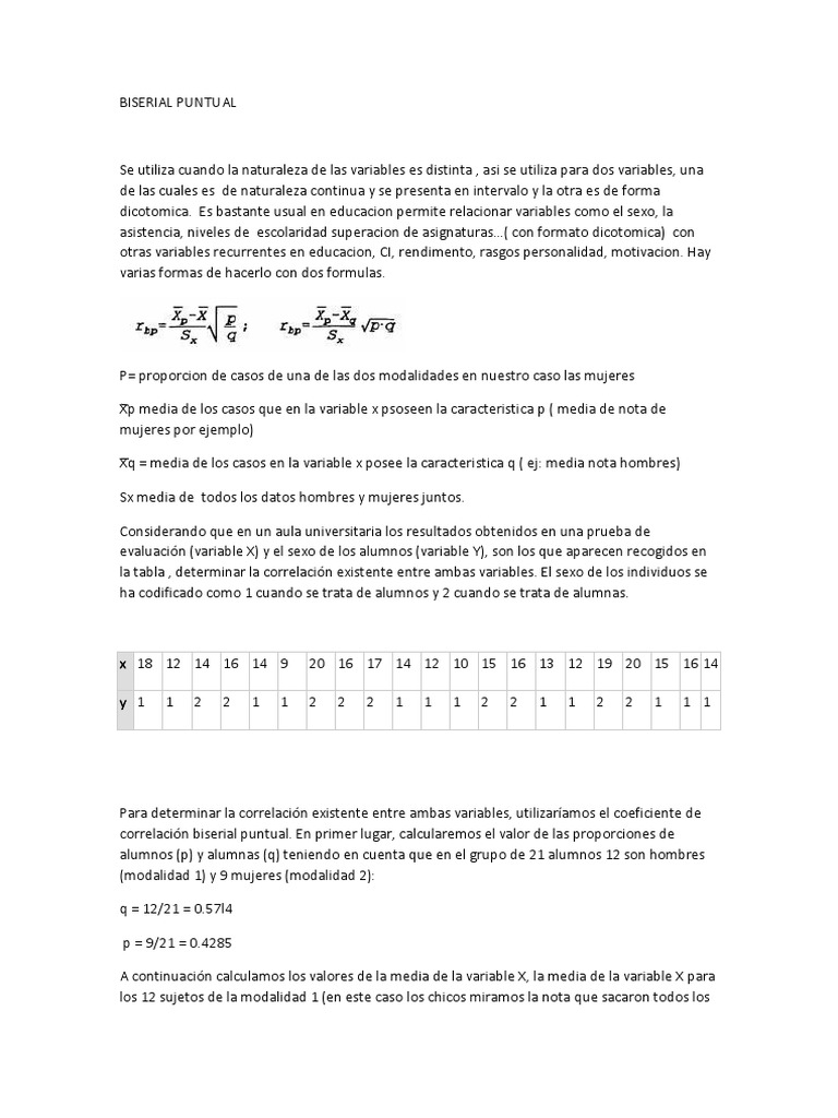Biserial Puntual | PDF | Correlación y dependencia | Enseñanza de ...