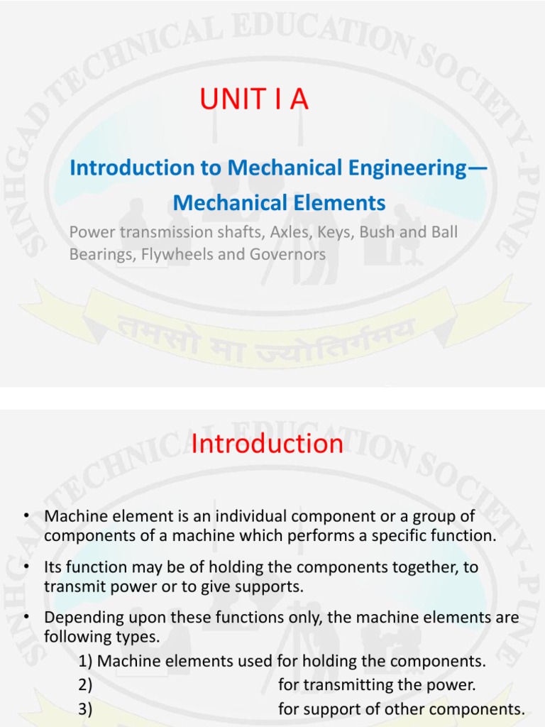 Unit 1 Machine Elements | PDF | Belt (Mechanical) | Bearing (Mechanical)