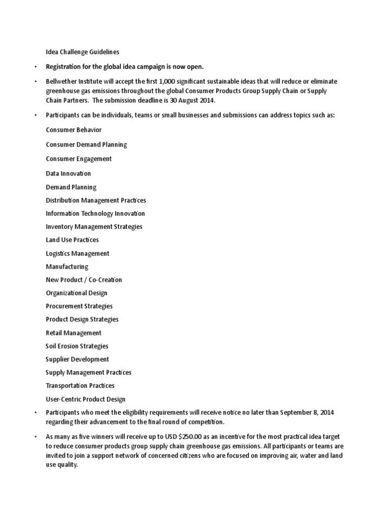 Global Idea Challenge for Sustainability | PDF
