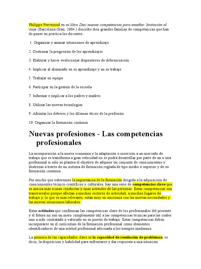 Philippe Perrenoud en Su Libro Diez Nuevas Competencias para Enseñar ...