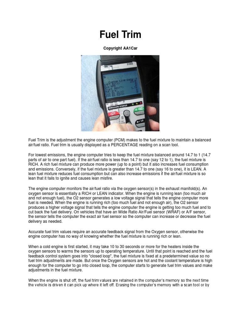 Fuel Trim | PDF | Fuel Injection | Rotating Machines