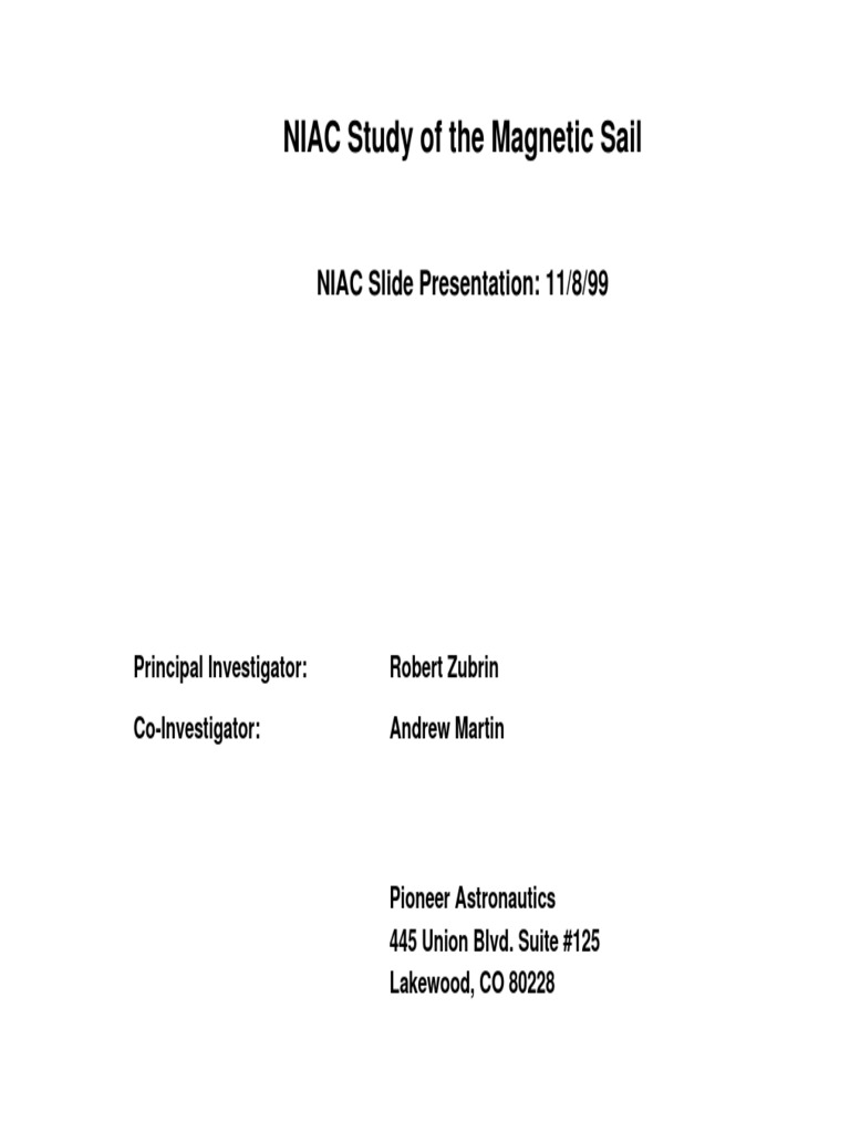 NIAC Study of The Magnetic Sail | PDF | Force | Physics