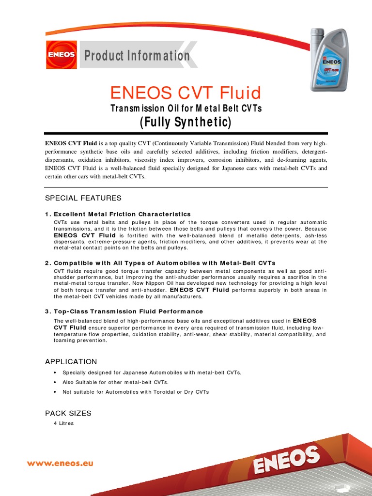Eneos-Bulgaria ENEOS CVT Fluid2012 | PDF | Mechanical Engineering | Nature
