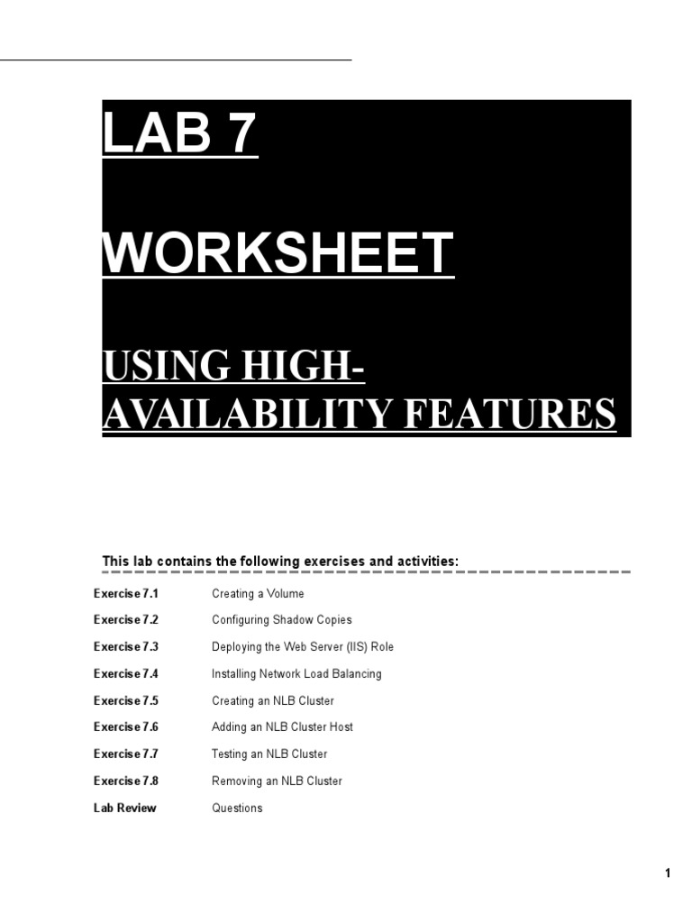 Lab07 Worksheet | PDF | Computer Cluster | Server (Computing)