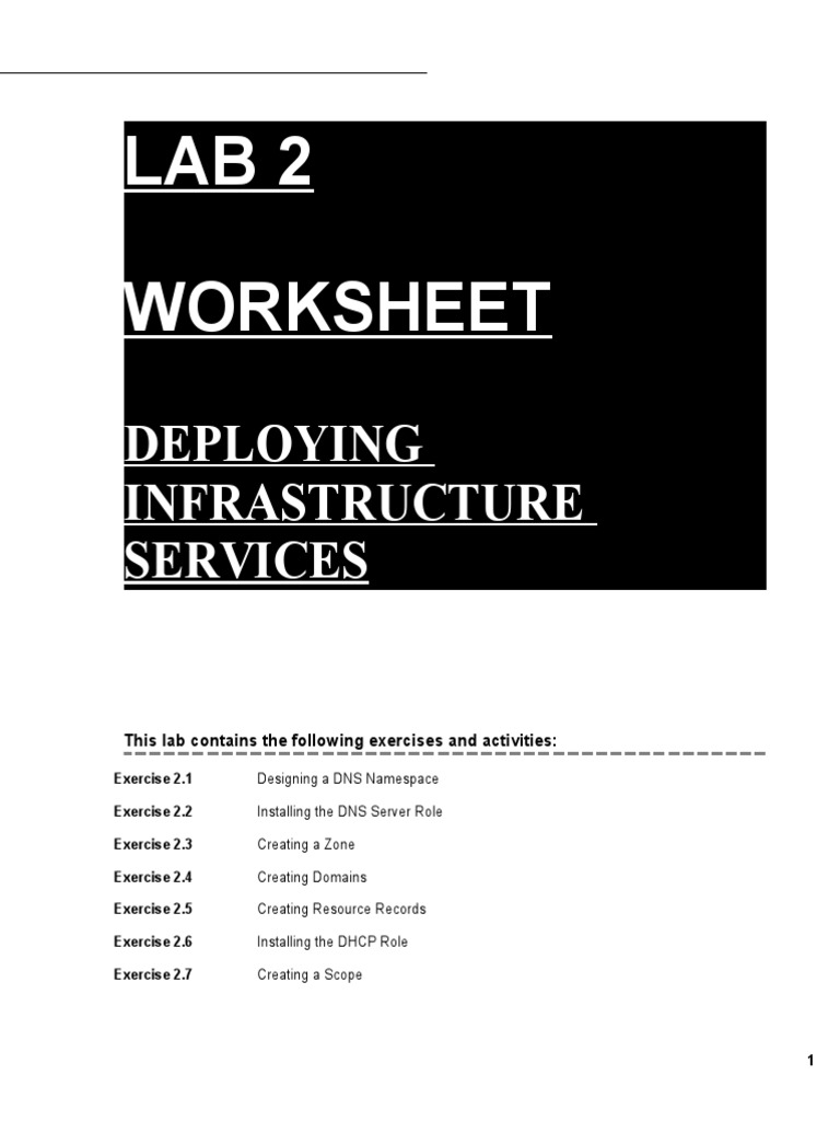 Lab 2 Worksheet: Deploying Infrastructure Services | PDF | Domain Name ...
