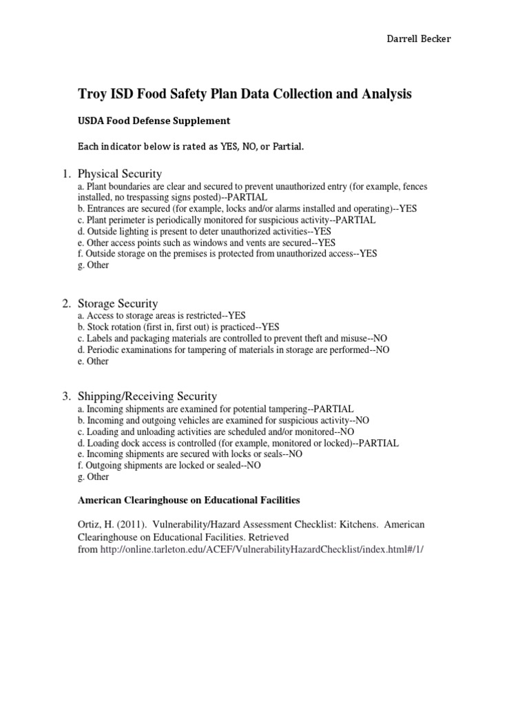 Food Safety Plan | PDF | Physical Security | Wellness
