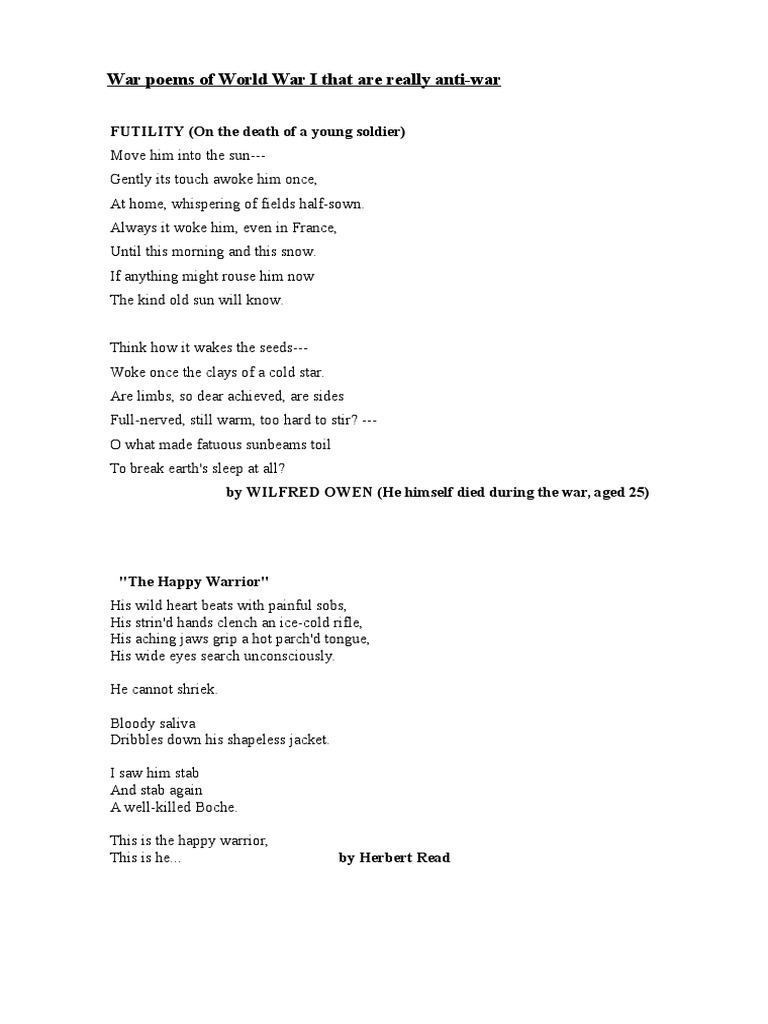 Poems of The Great War | PDF | Unrest | Armed Conflict