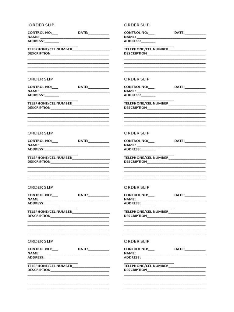 Order Slip | PDF | Finance & Money Management