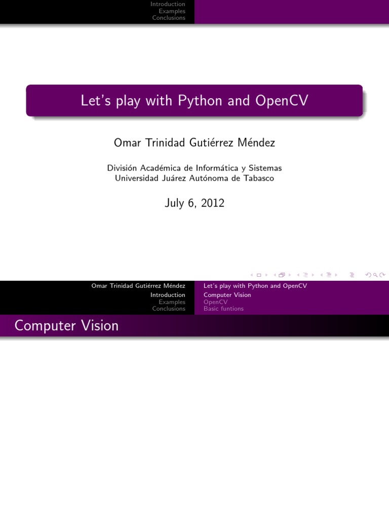 An Introduction To Computer Vision And Opencv With Examples Using Python Pdf Operating 8017