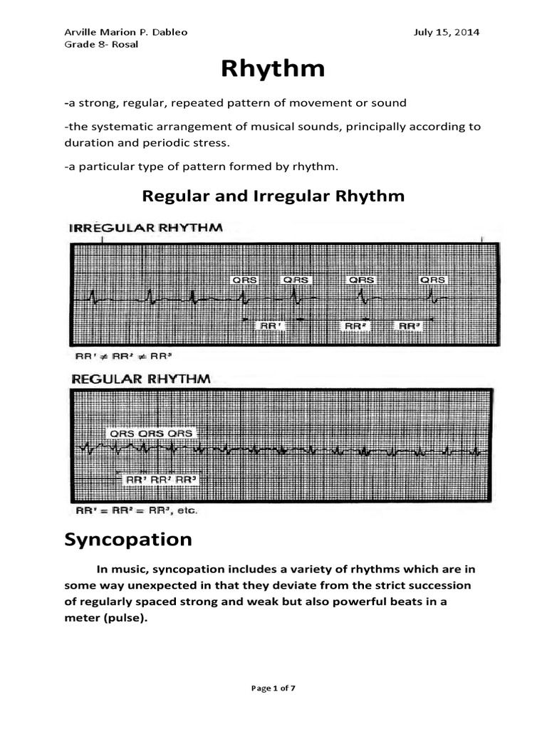 Rhythm: Regular and Irregular Rhythm | PDF