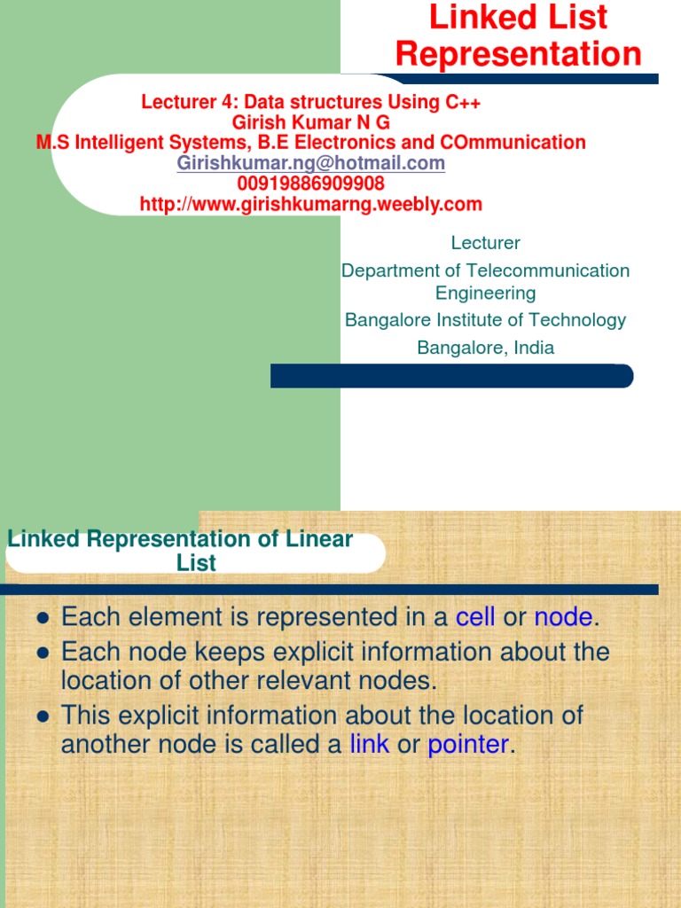 Lecture 4 Linked Linear List Representation | PDF | Algorithms And Data ...