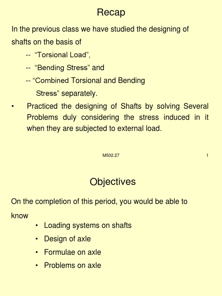 Design and Loading of Shafts and Axles | PDF | Axle | Belt (Mechanical)