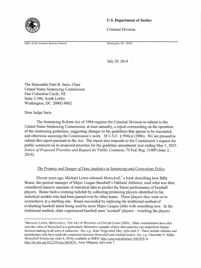 DOJ Sentencing Commission Letter | PDF | United States Federal ...