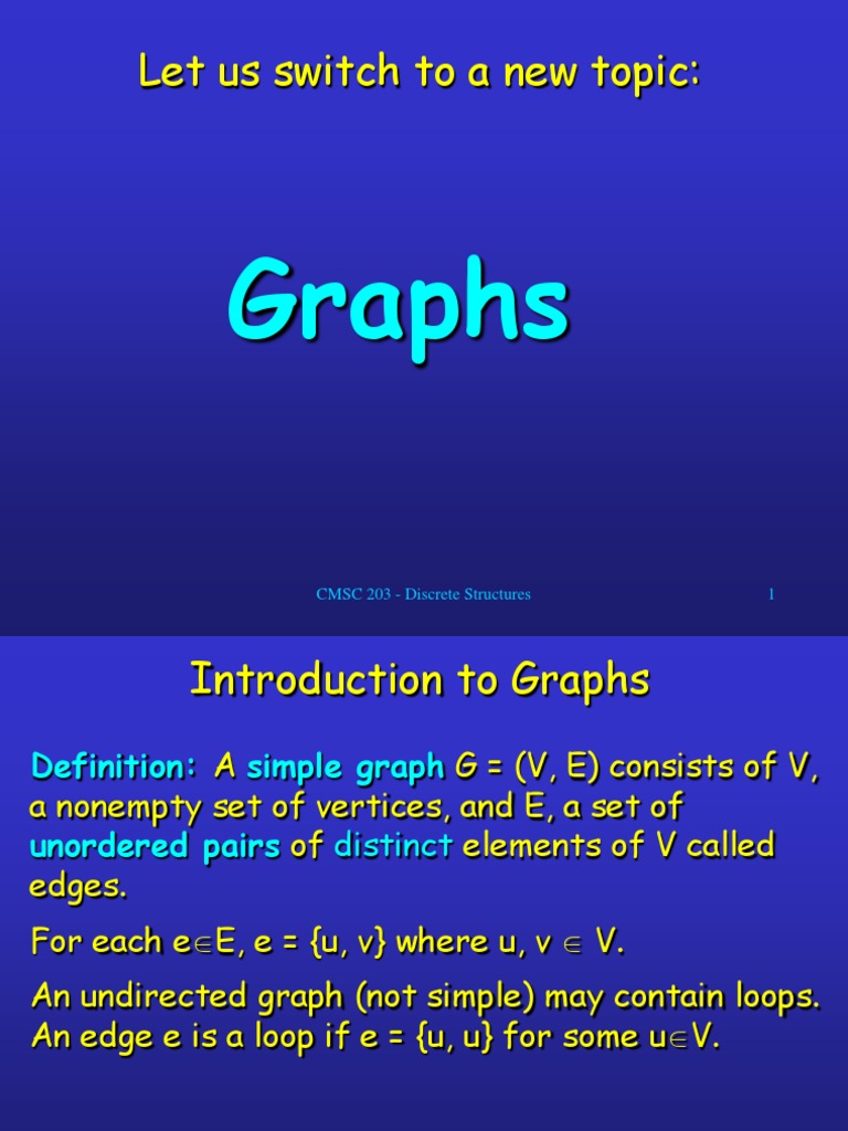 Let Us Switch To A New Topic:: Graphs | PDF | Vertex (Graph Theory ...