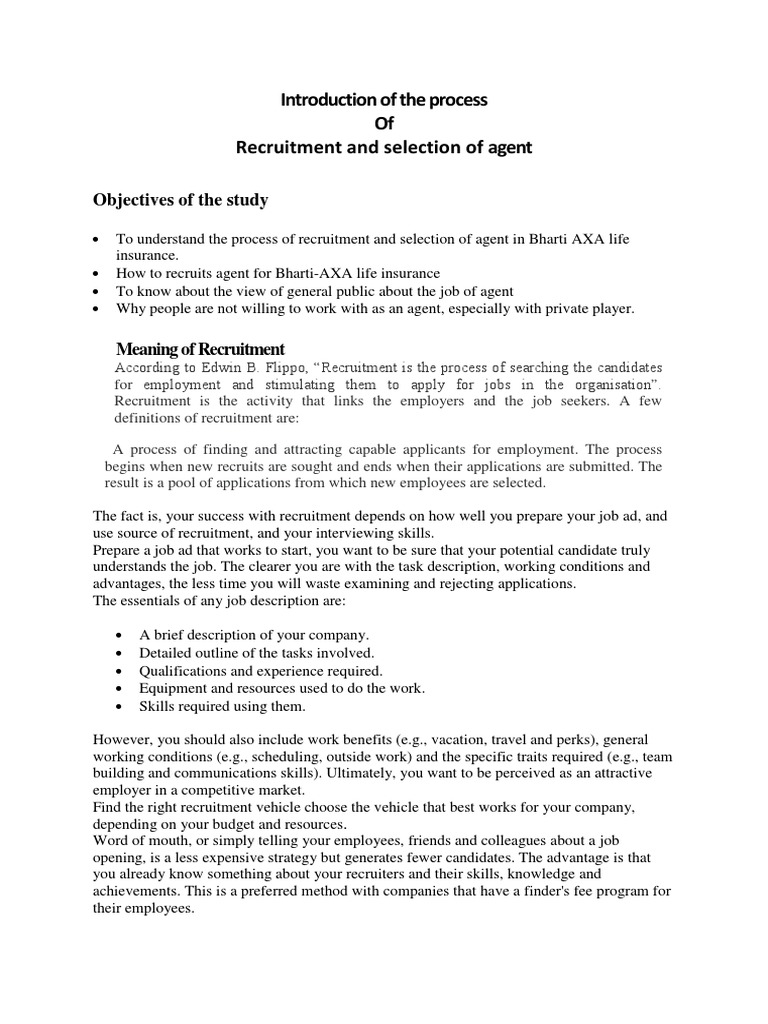 Introduction of The Process of | Download Free PDF | Recruitment ...